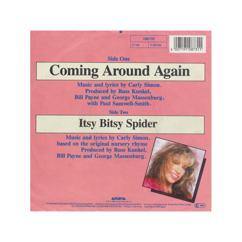 Comprar CARLY SIMON - COMING AROUND AGAIN (Ed.1986) | Vinilos 7 ...